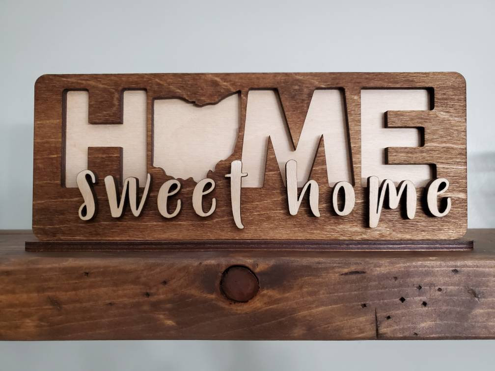 Home Sweet Home State Sign, Bookshelf Art, 3d Sign, Home Decor ...